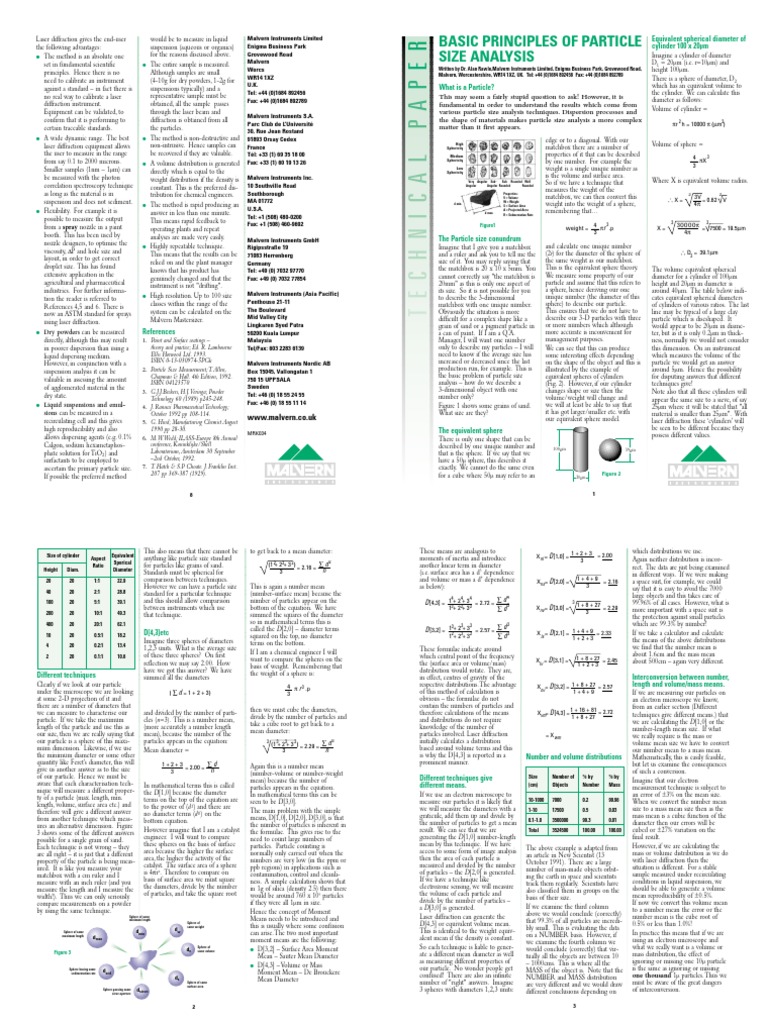 Particle Size Analysis | PDF | Volume | Particle