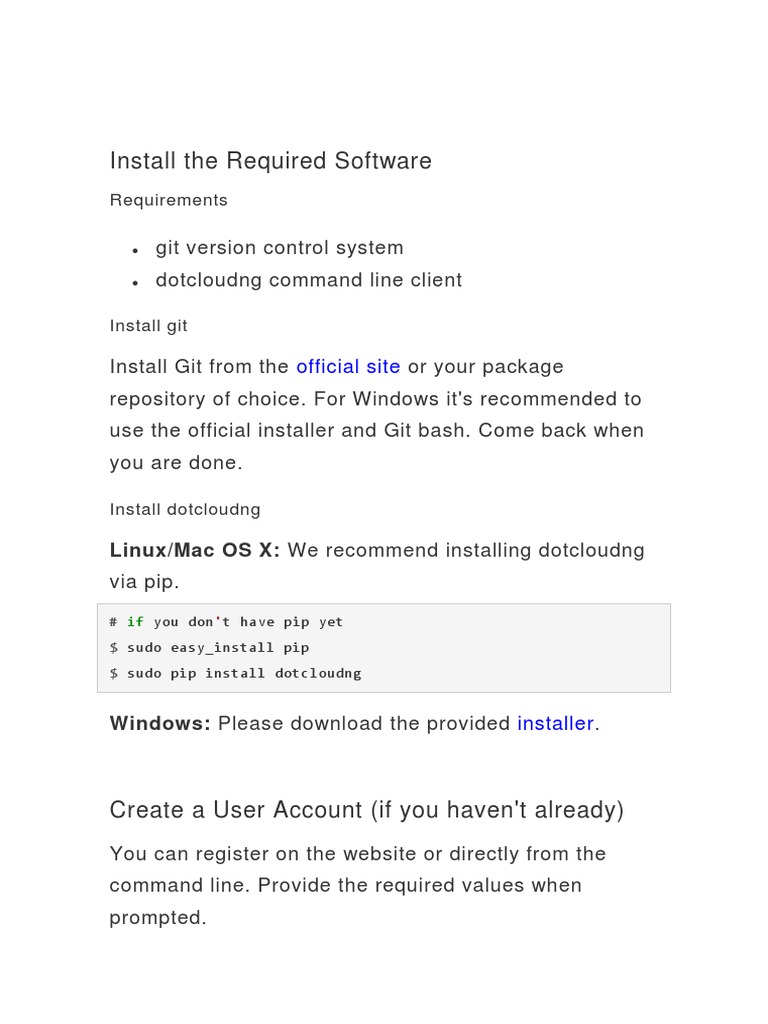 Install The Required Software: Requirements | PDF | Password | Command Line Interface