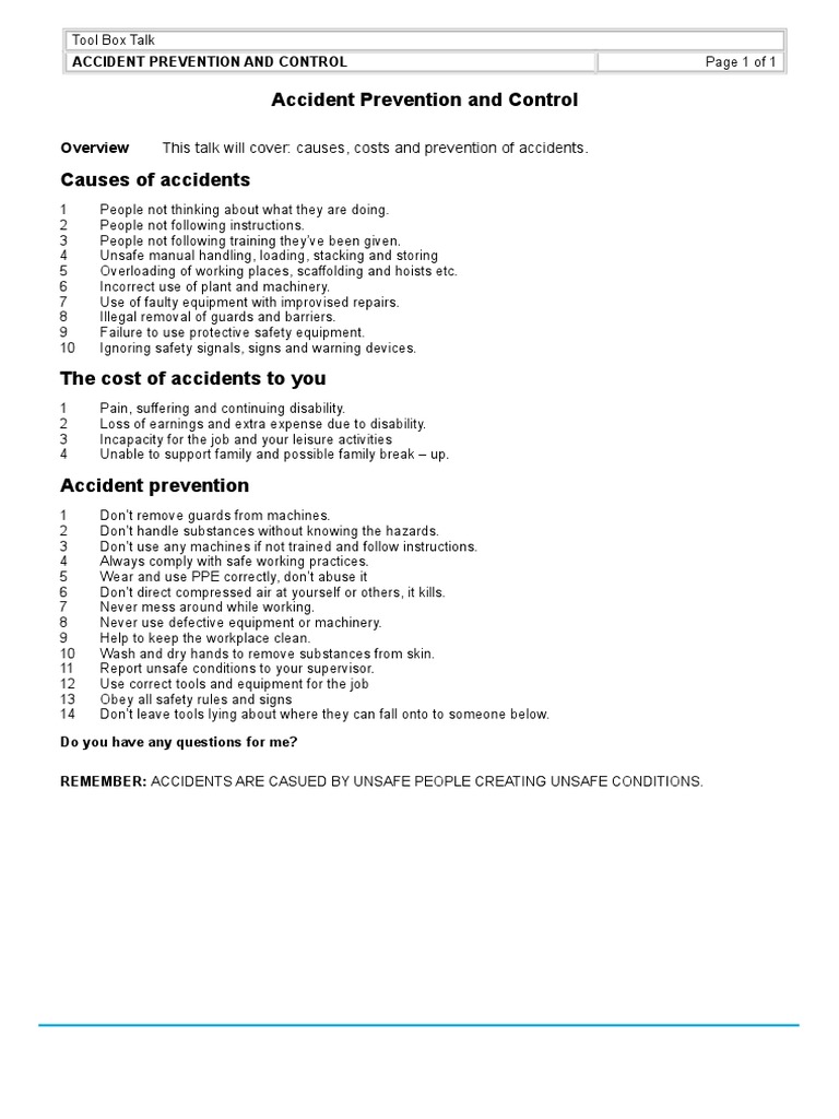 Accident Prevention & Control | PDF