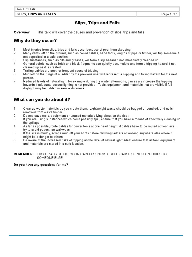 Slips, Trips and Falls | PDF