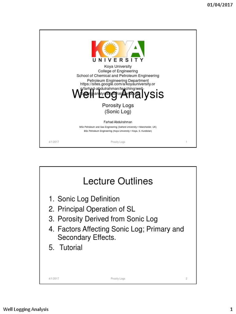 6.1 Porosity Log (Sonic Log) (2 SPP) - 1 PDF | PDF | Porosity | Sound