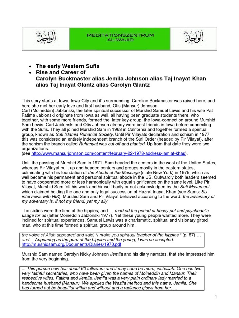 Early Western Sufis - The Rise and Career of Taj Inayat Khan | PDF ...