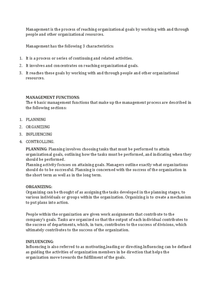 Chapter 1 Nature and Concept of Management | PDF | Goal | Skill