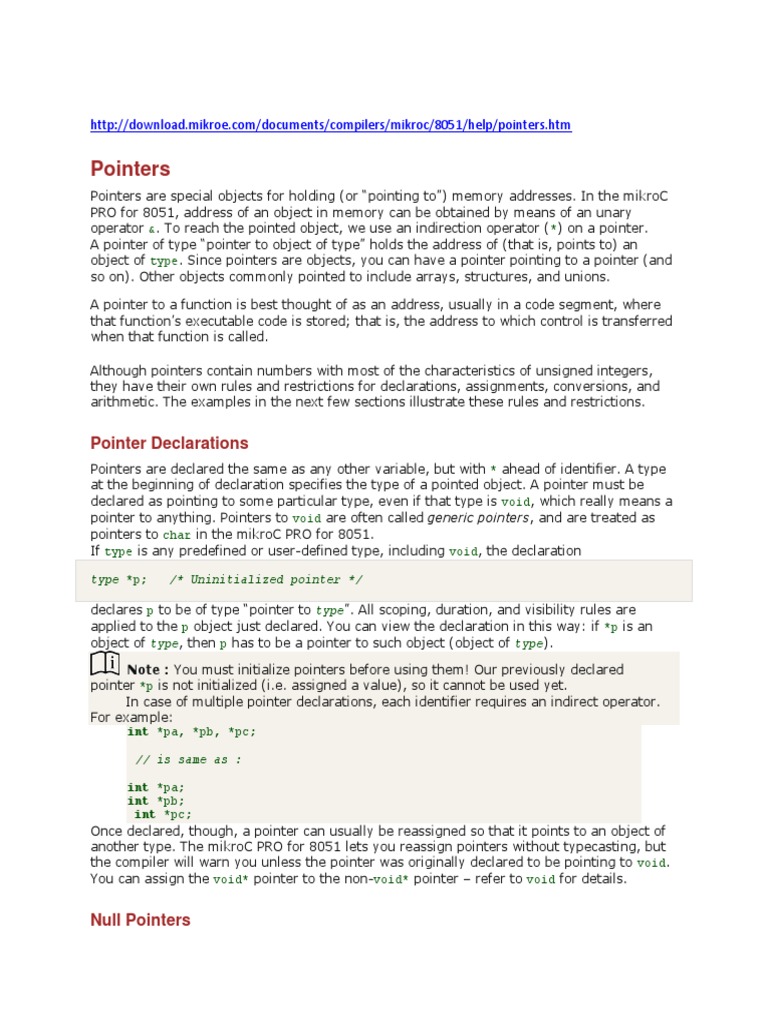 Pointers Pointer Declarations Pdf Pointer Computer Programming Subroutine 