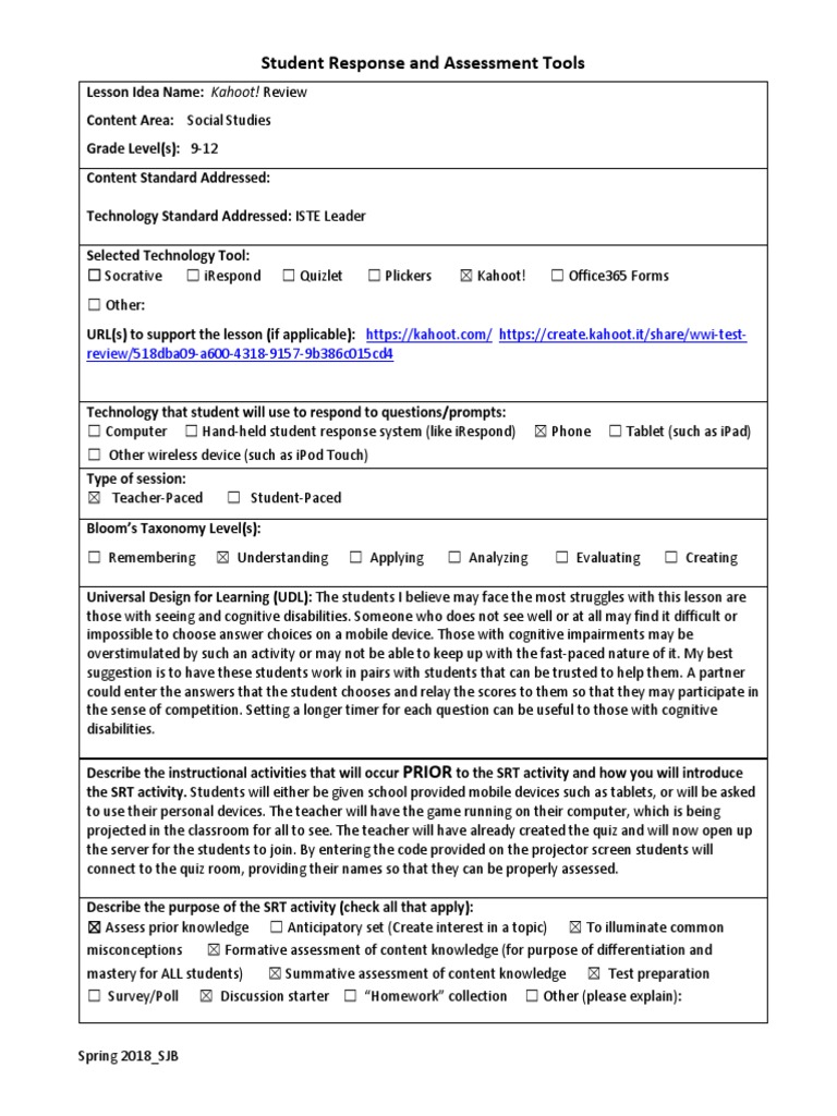 06 Student Response Tools Lesson Idea | PDF | Question | Multiple Choice