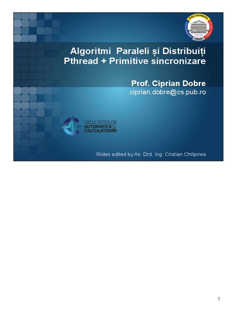 P01 Notes Pthread Mprimitive Sincronizare Pdf Thread Computing Concurrent Computing