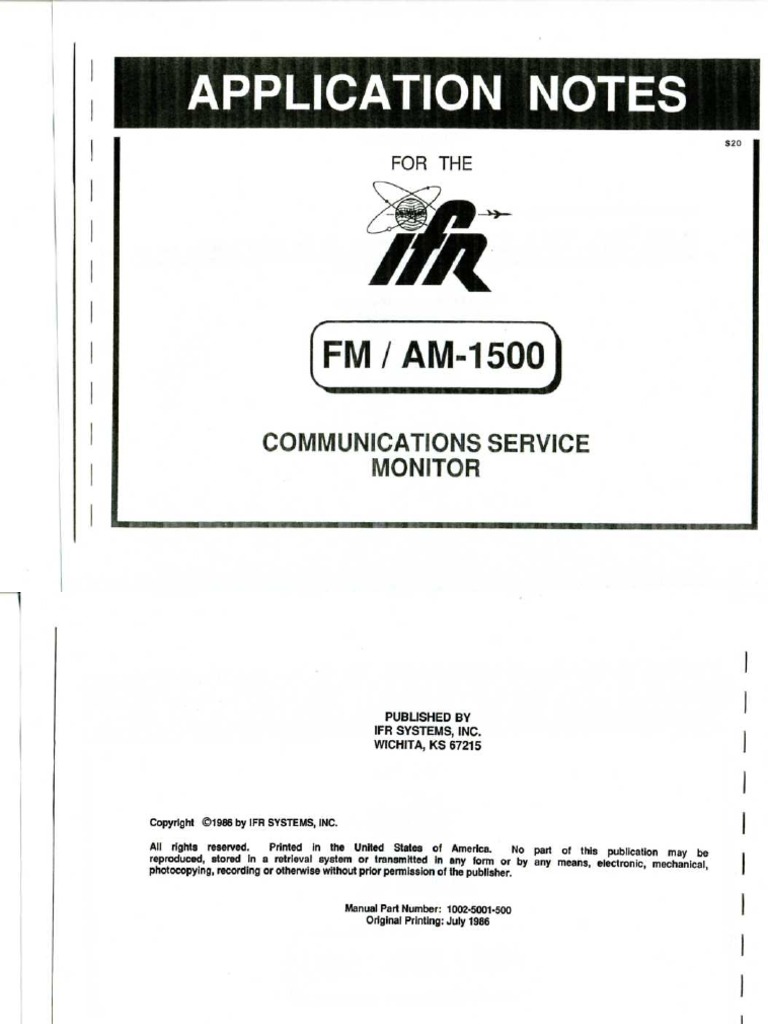 Ifr 1500 Application Notes | PDF