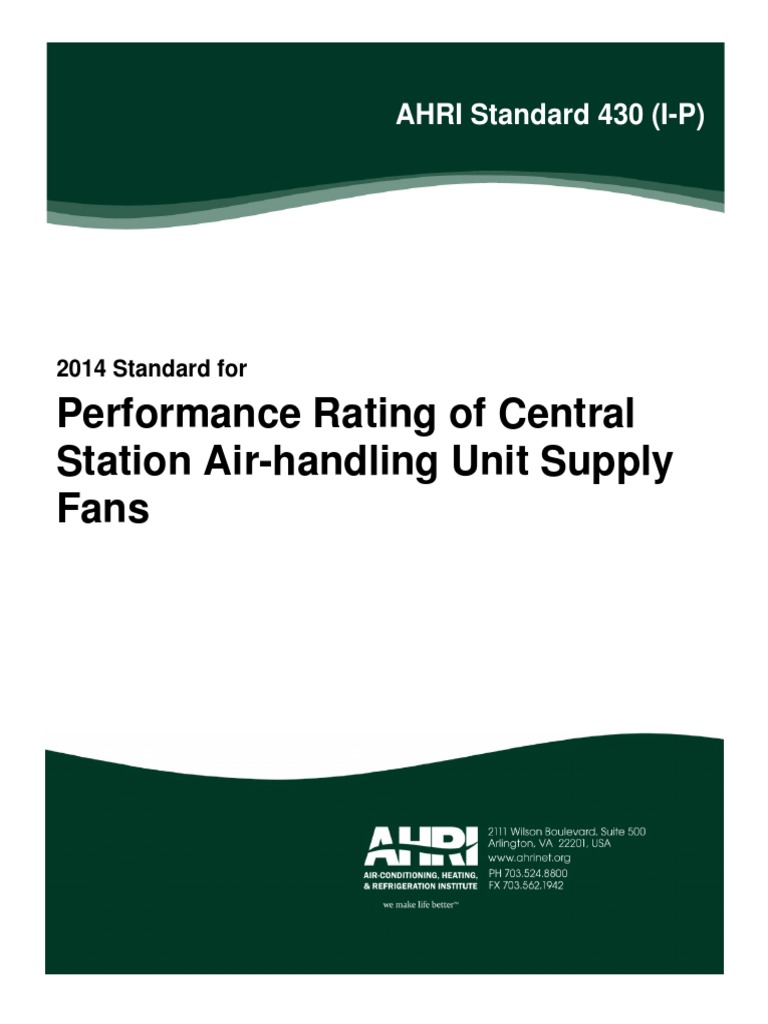 AHRI Standard 430 I-P 2014 | PDF | Hvac | Machines