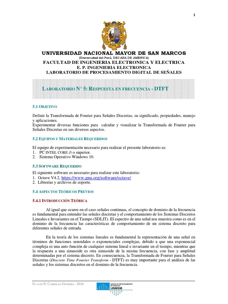 (PDS) Lab 05 DTFT 19 II | PDF | Transformada discreta de Fourier | Transformada rápida de Fourier