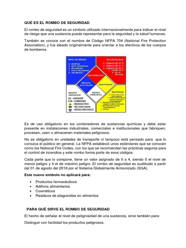 Significado y uso del rombo de seguridad | PDF | Agua | Combustión