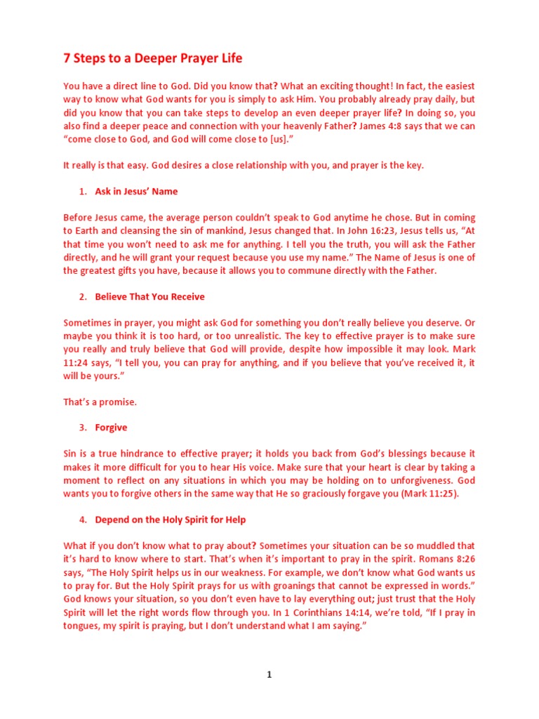 7 Steps To A Deeper Prayer Life | PDF | Intercession | Born Again