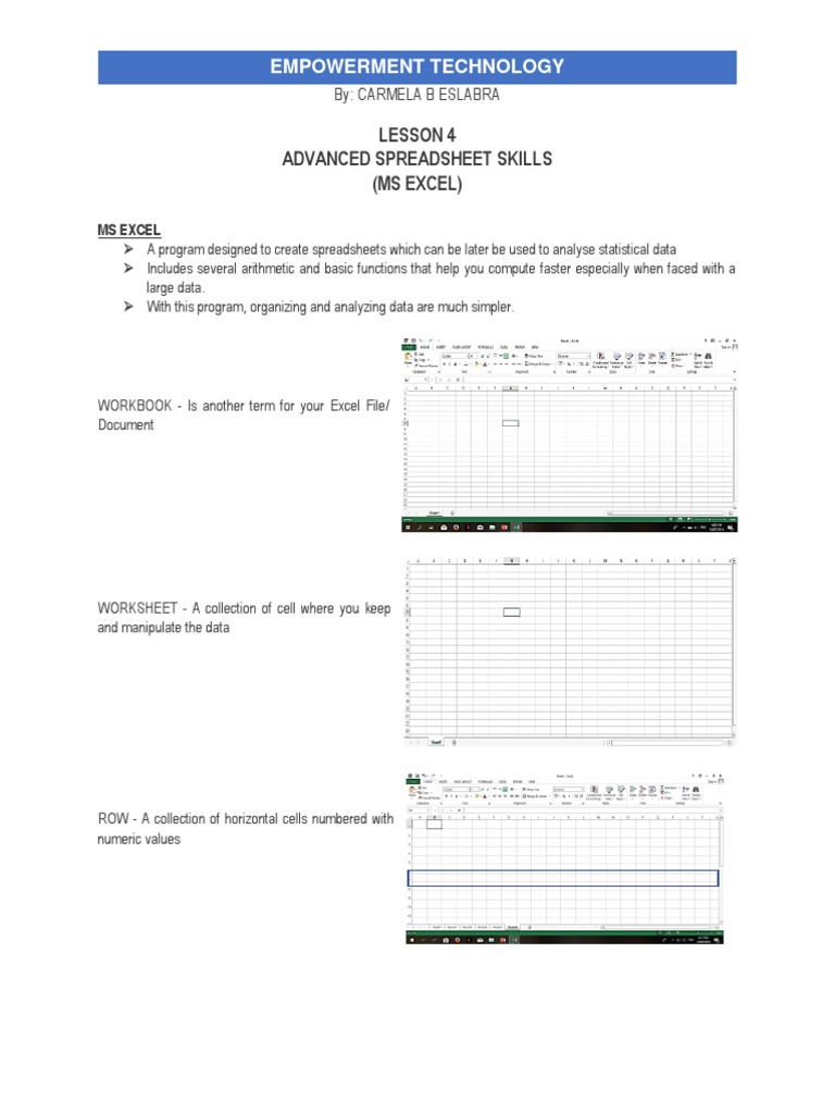 EMPTECH lessON4 (Excel&Powerpoint) | PDF | Spreadsheet | Summation
