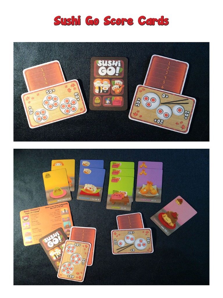 Sushi Go Score Card Game Summary | PDF | Sushi | Prepared Foods