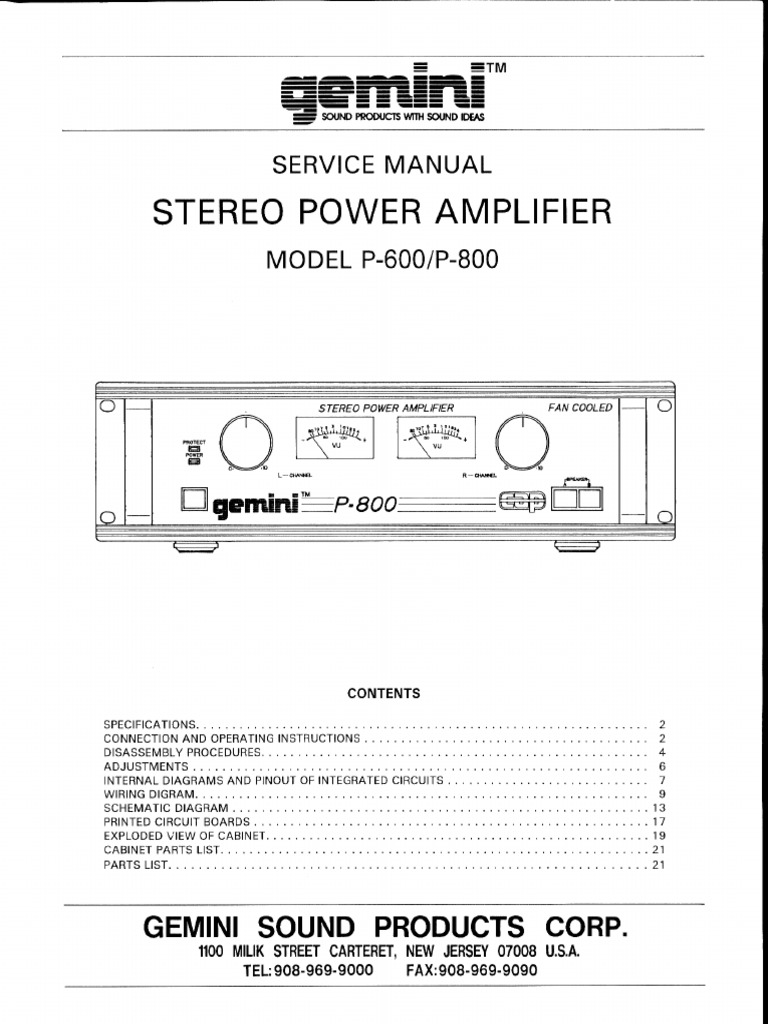 Gemini pa 7000 amplifier schematics