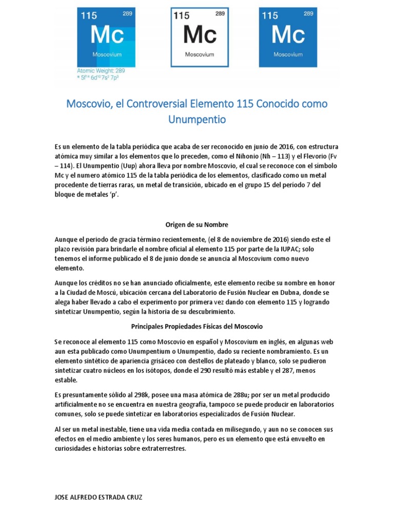 Moscovio | PDF | Elementos químicos | Átomos