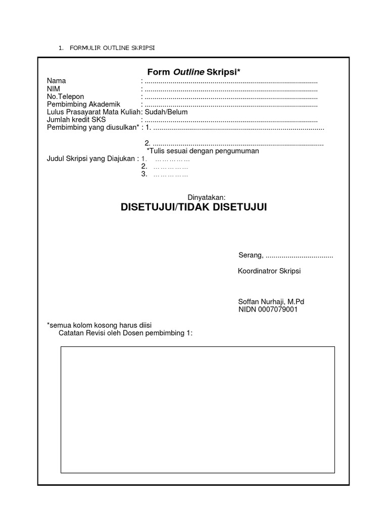 Formulir Outline Skripsi | PDF