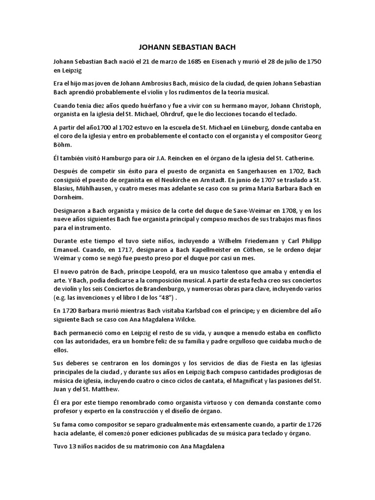 Johann Sebastian Bach | PDF | Johann Sebastian Bach | Composiciones ...