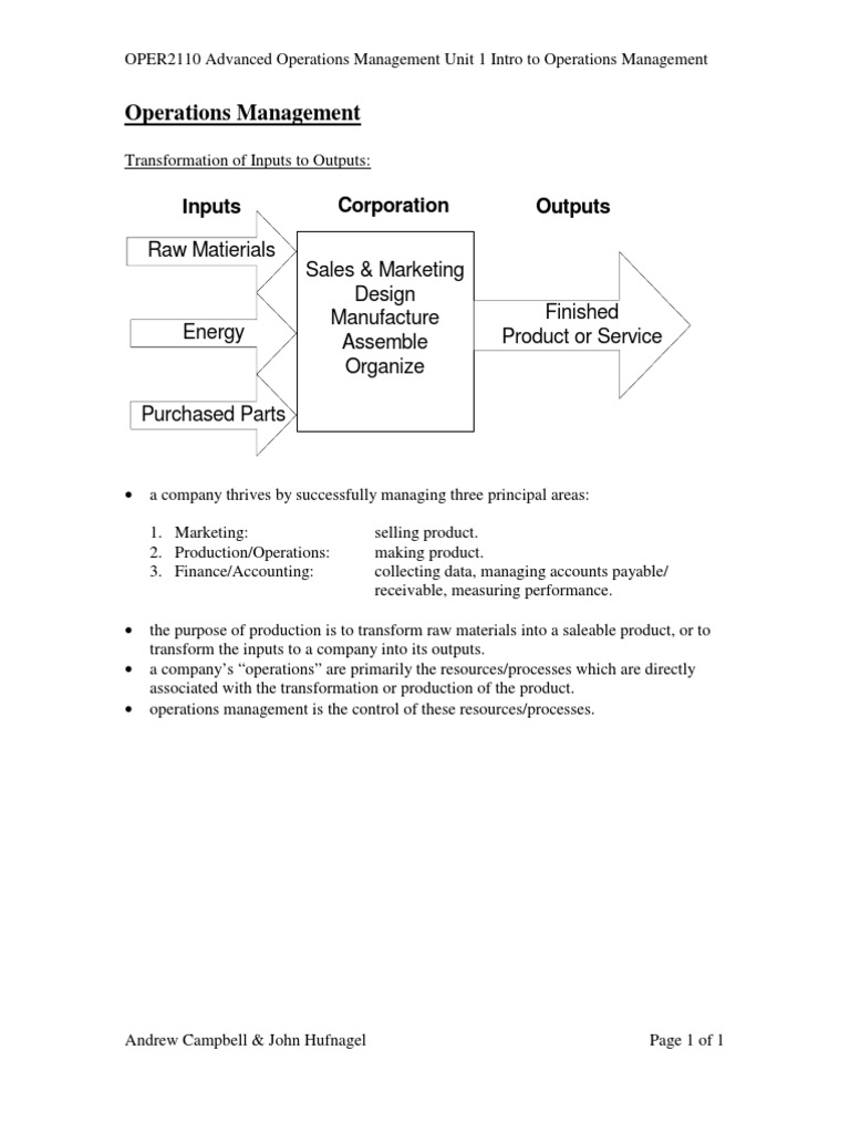 Unit 1 Intro To Om | PDF | Operations Management | Inventory