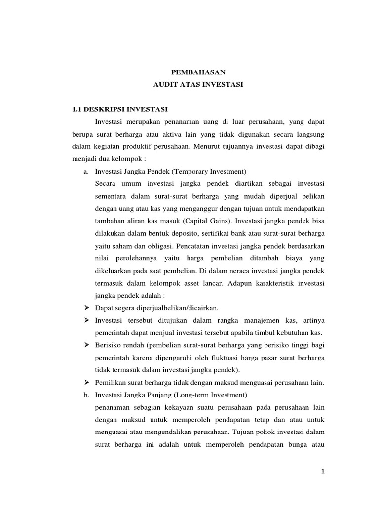 Audit Atas Investasi | PDF | Pengelolaan Keuangan & Uang | Hukum