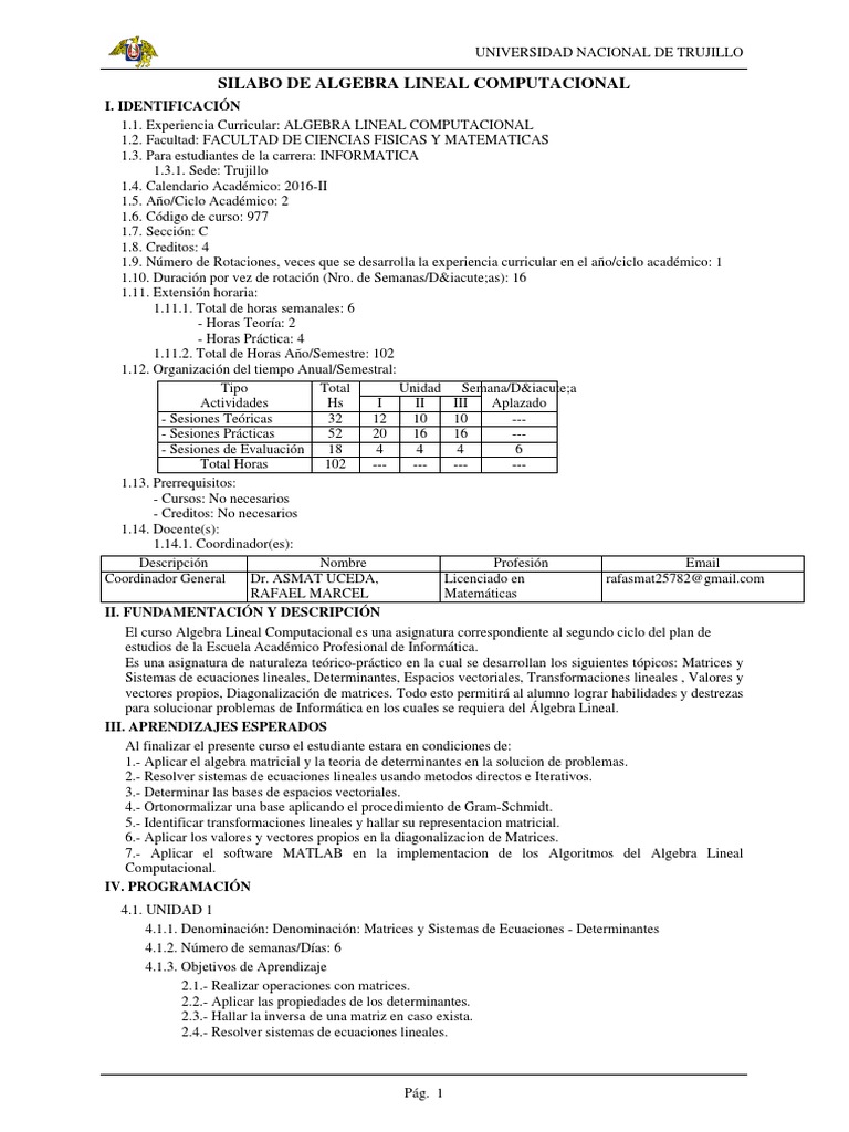 Algebra Lineal Computacional PDF | PDF | Valores propios y vectores ...