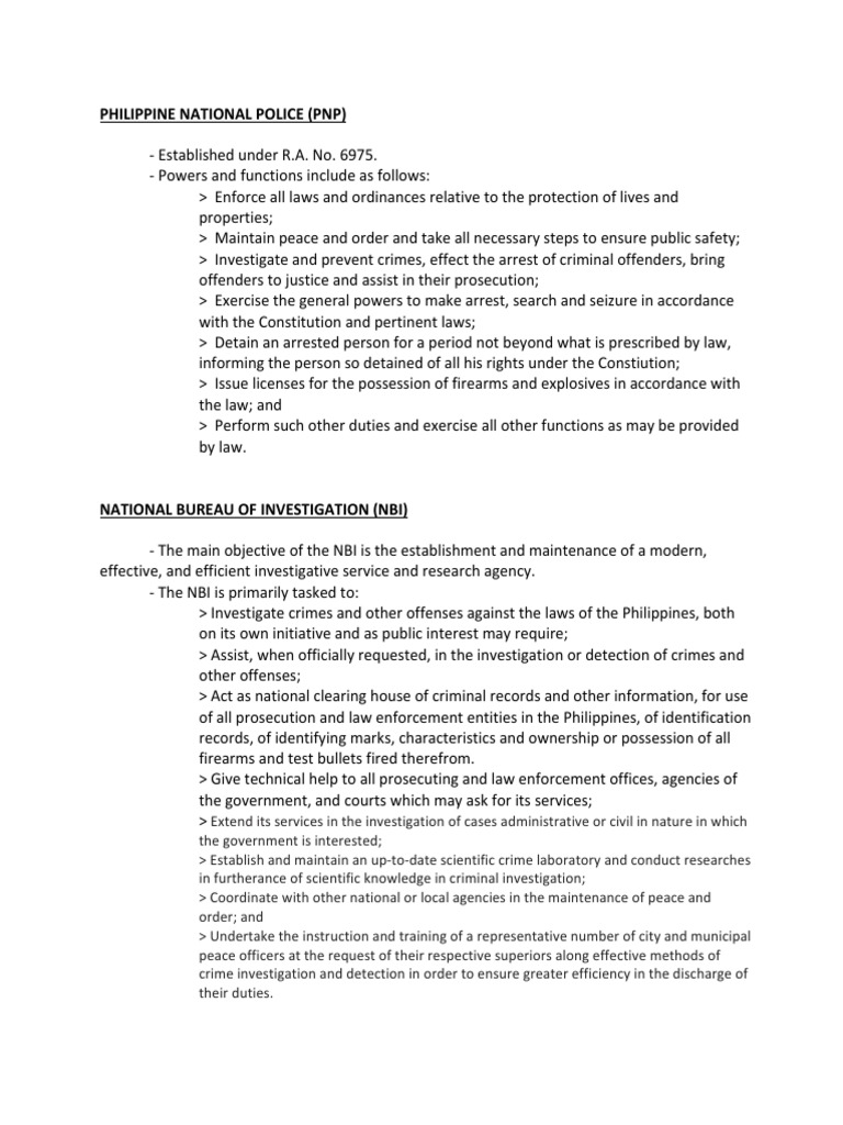 A Summary of the Key Philippine Law Enforcement Agencies: The ...