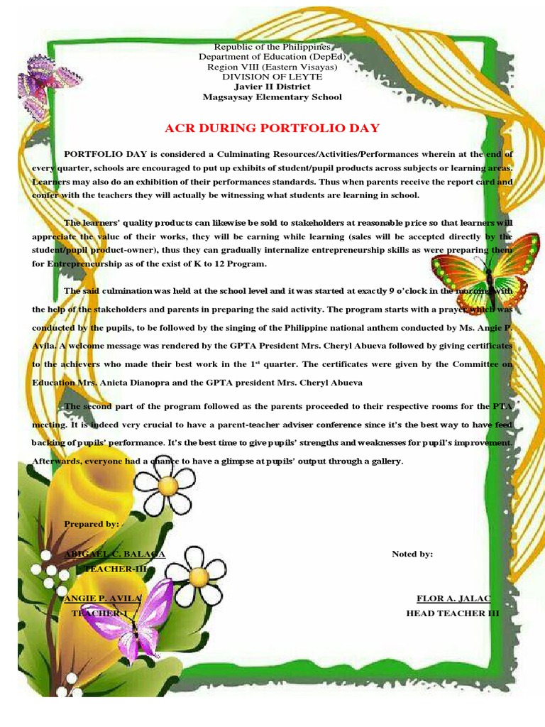 Narrative Report For Portfolio Day 2018 | Download Free PDF | Pedagogy ...