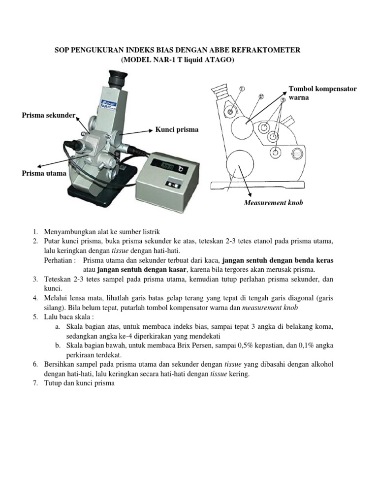 Sop Pengukuran Indeks Bias Dengan Abbe Refraktometer | PDF