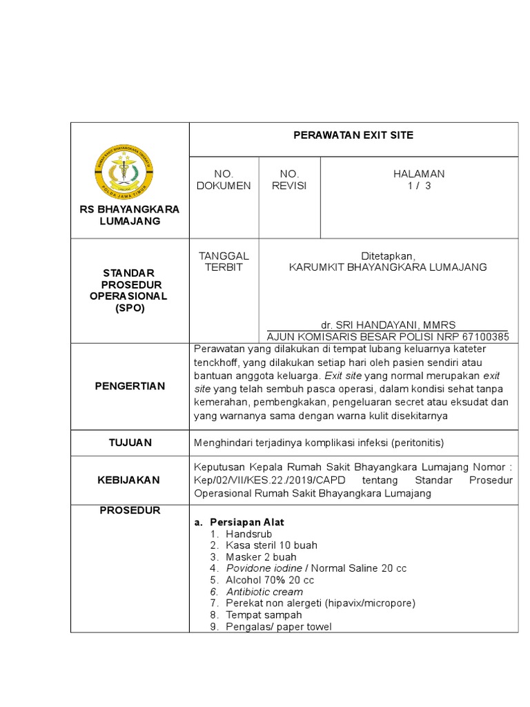 Prosedur Perawatan Exit Site CAPD | PDF