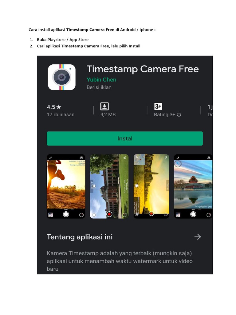 Cara Install Aplikasi Timestamp Camera Free | PDF