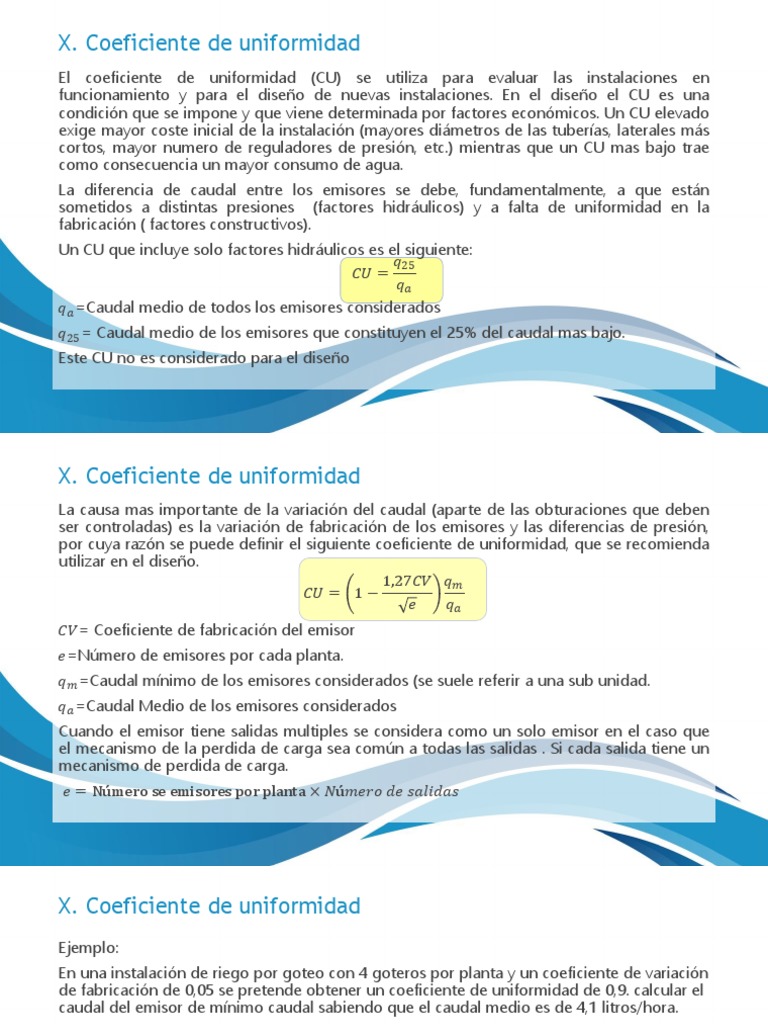 Coeficiente de Uniformidad en Riego | PDF | Cobre | Riego