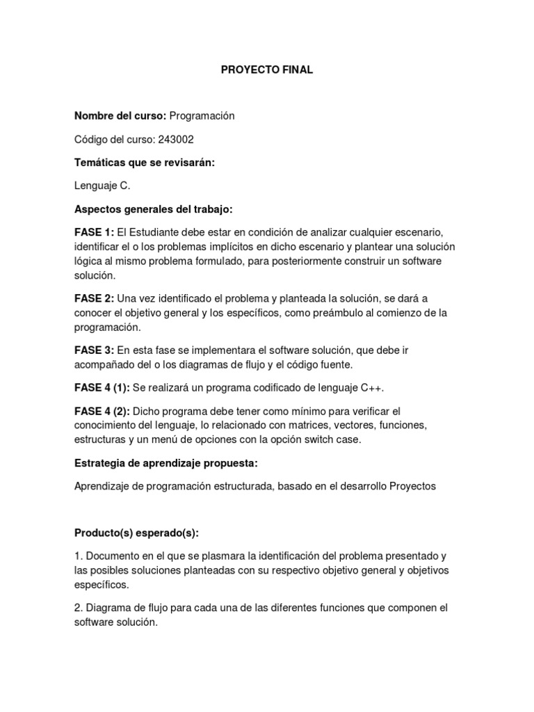 Proyecto Final Programacion | PDF | Programación de computadoras | Software