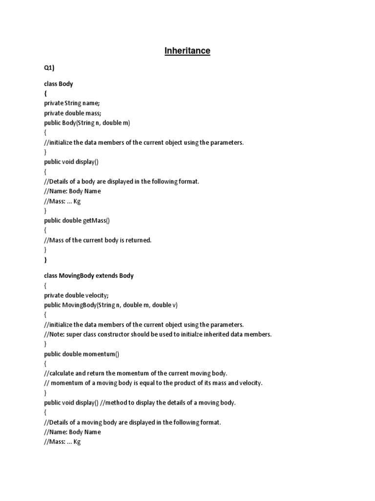 Object Oriented Programming Inheritance Pdf Method Computer Programming Cargo