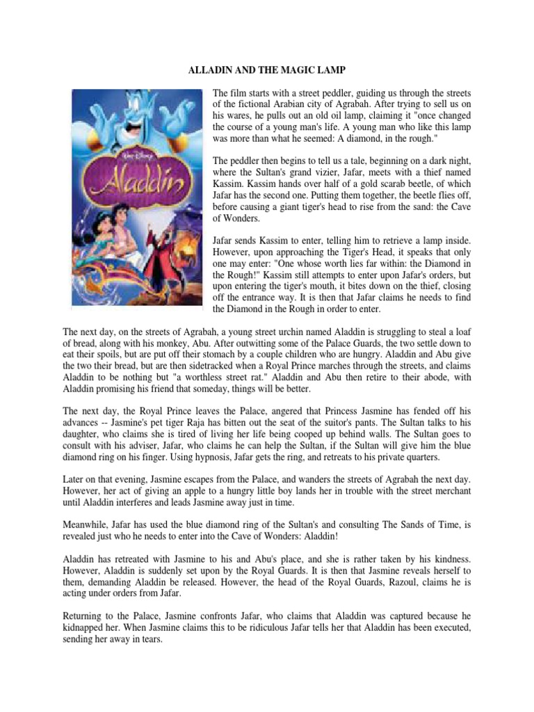 Aladdin and the Magic Lamp Summary | PDF