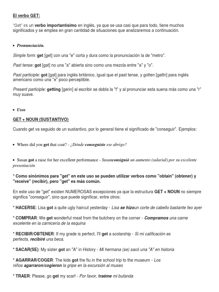 El Verbo GET | PDF | Idiomas