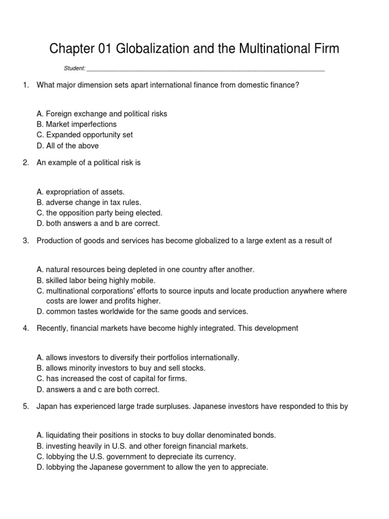 Chapter 01 Globalization An Pdf Euro Stocks