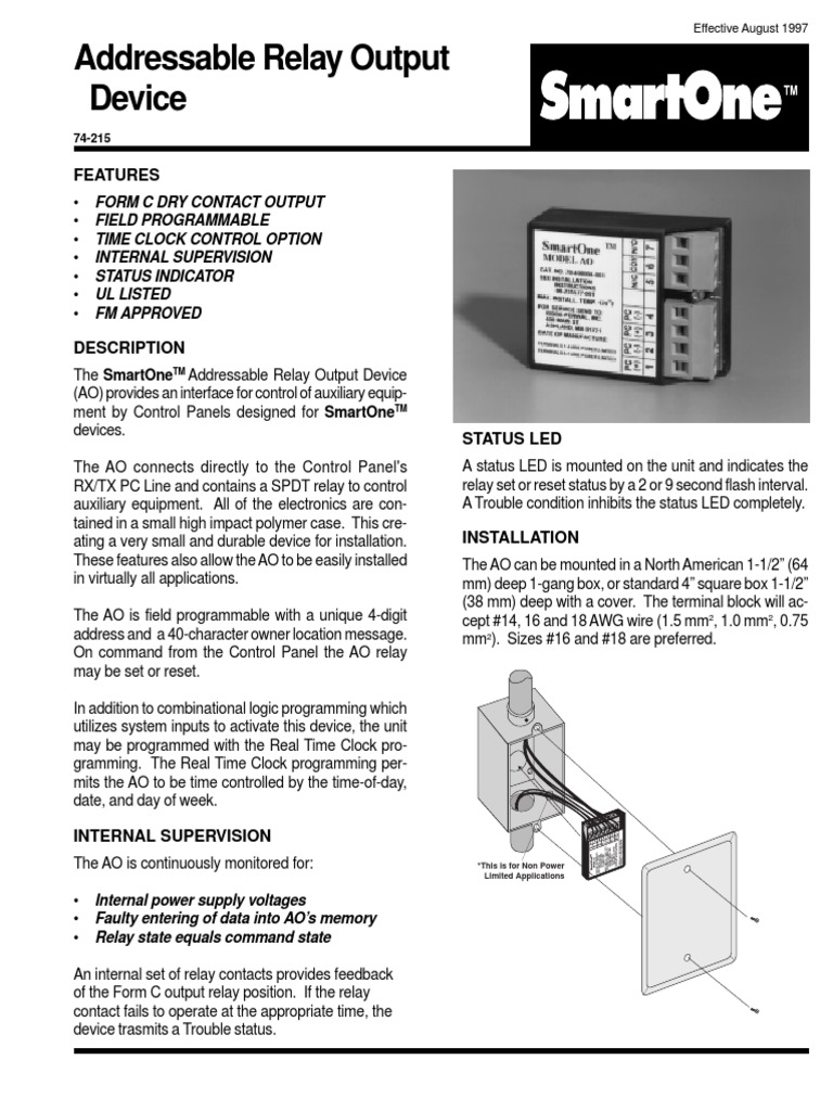 Addressable Relay Output Device: Features | PDF | Relay | Personal ...