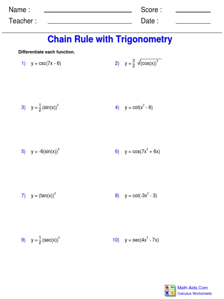Chain Rule With Trigonometry | PDF | Arithmetic | Euclidean Plane Geometry