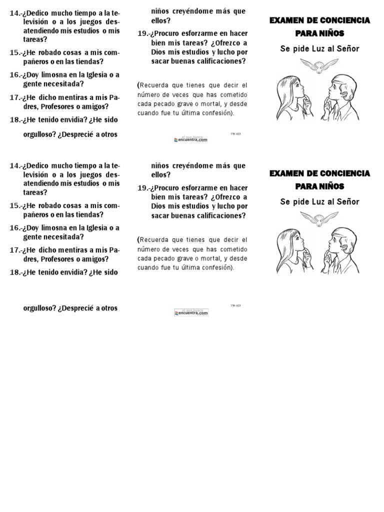 CTW 025 Examen de Conciencia para Ninos | PDF | Religión y creencia