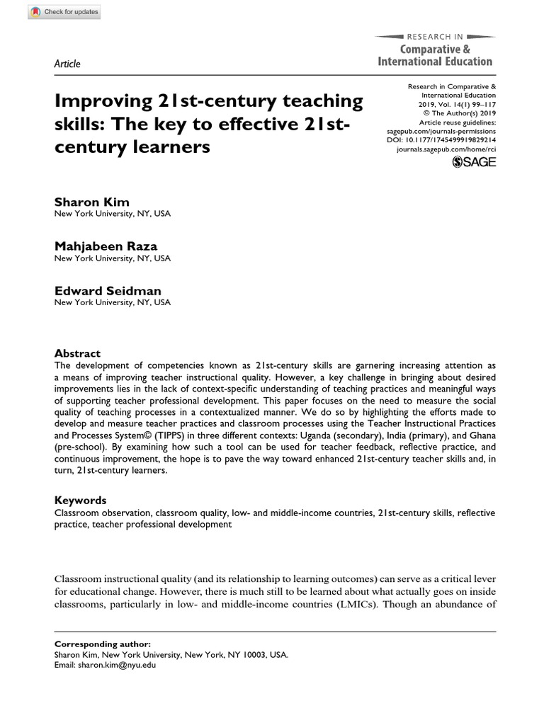 Improving 21st-Century Teaching Skills: The Key To Effective 21st ...