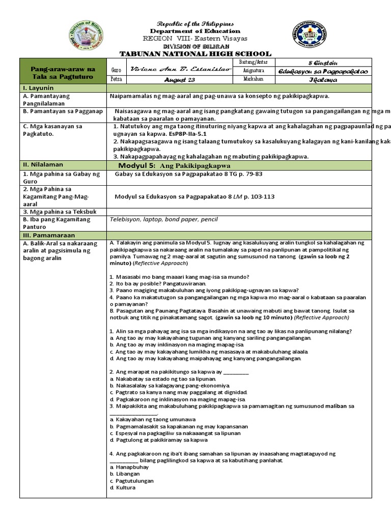 DLP Esp 8 2nd Quarter Module 5 Day 1 | PDF
