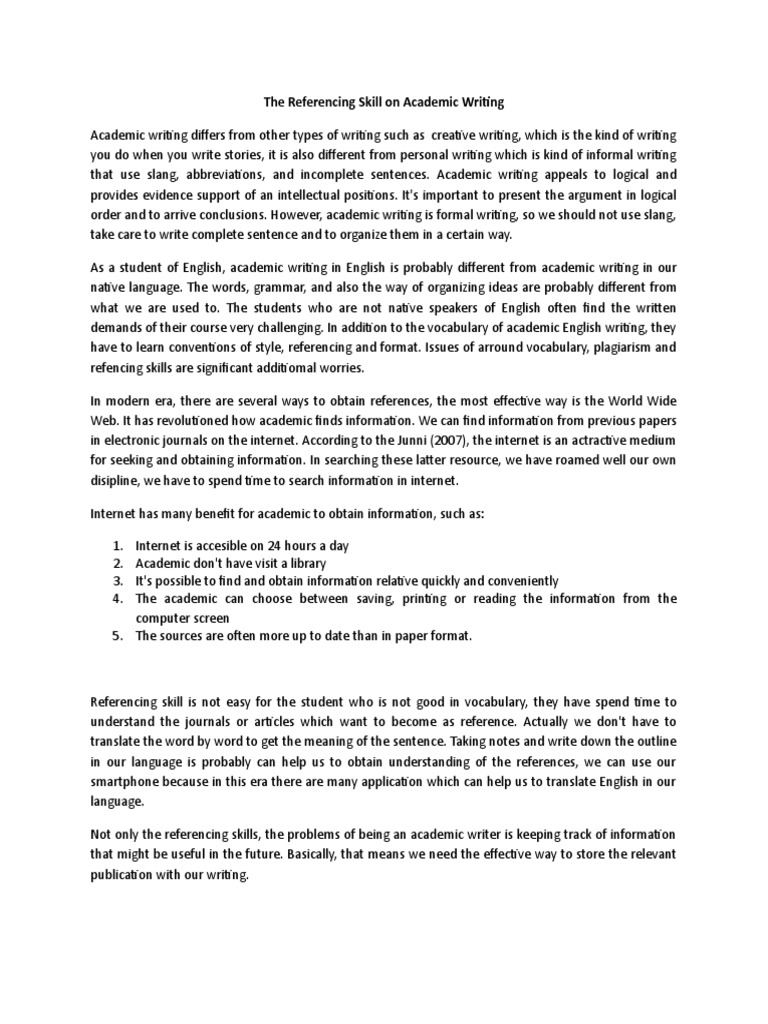 The Referencing Skill On Academic Writing | PDF | English Language ...