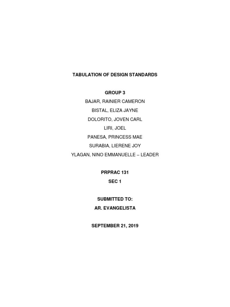 Tabulation of Design Standards | Download Free PDF | Stairs | Components