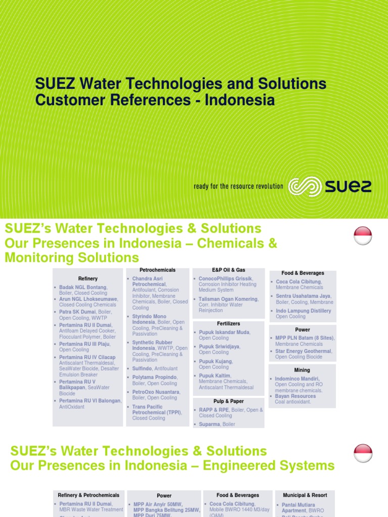 SUEZ WTS - Customer References - 09222019 | PDF | Chemistry | Chemical ...