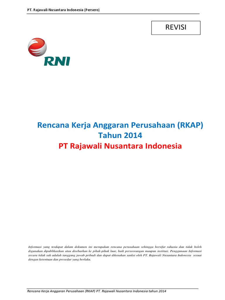 Rencana Kerja Anggaran Perusahaan (RKAP) Tahun 2014 PT Rajawali ...