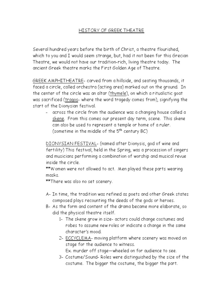 Theatre History Notes | PDF | Theatre | Tragedy