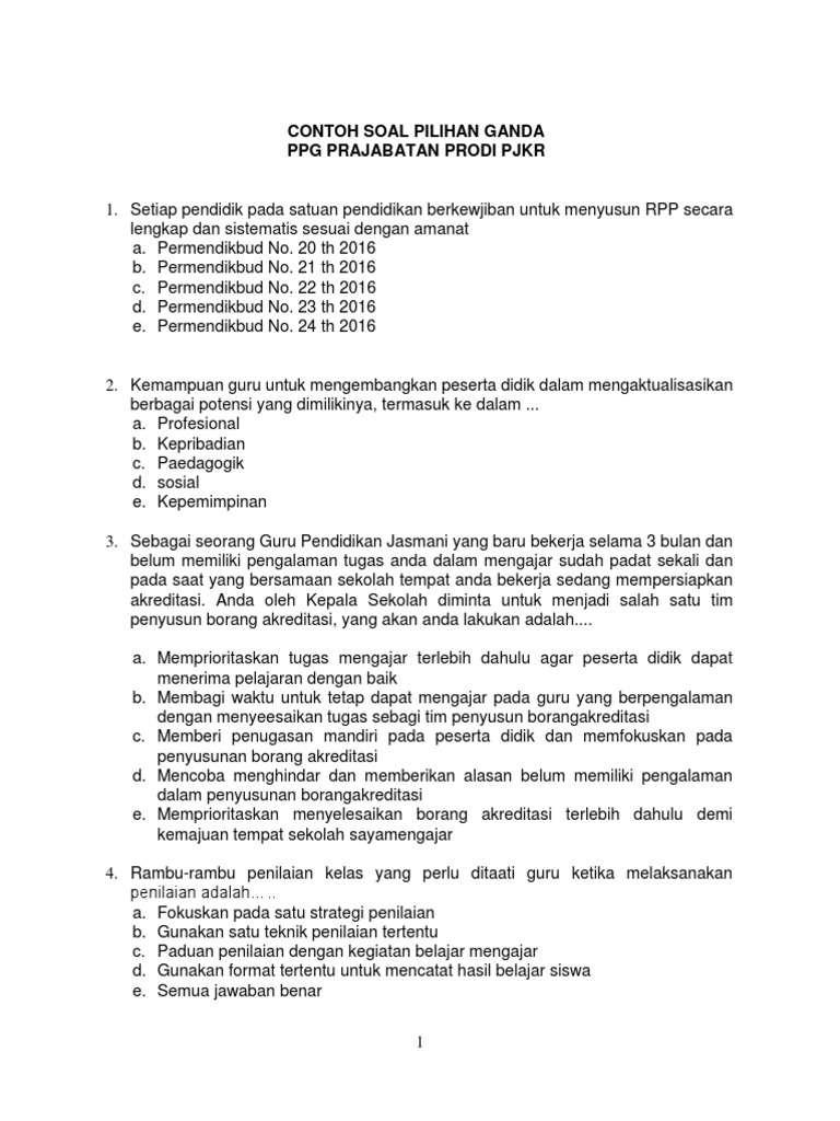 Soal Up PPG Pjkr... | PDF