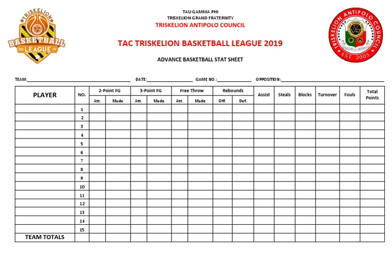 Tac Advance Basketball Stat Sheet | PDF