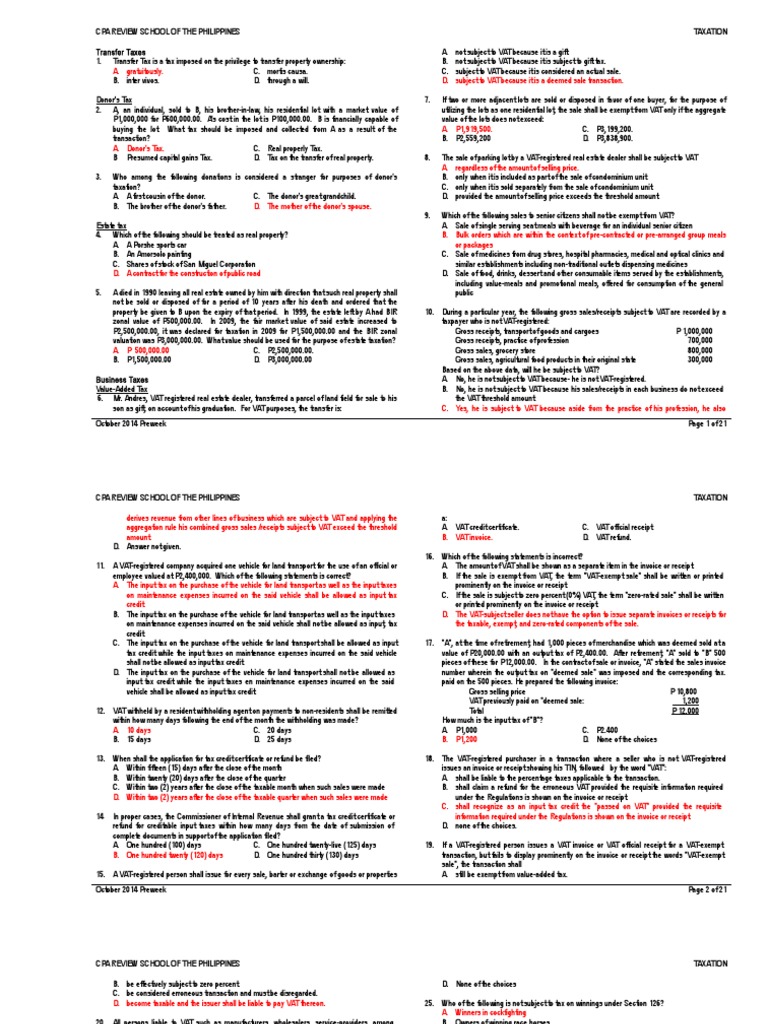 RESA Tax 1410 Preweek 165 | PDF | Value Added Tax | Income Tax