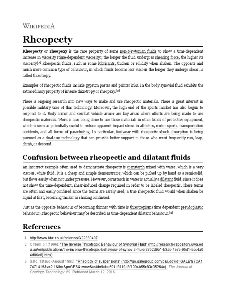 Rheopecty: Confusion Between Rheopectic and Dilatant Fluids | PDF ...