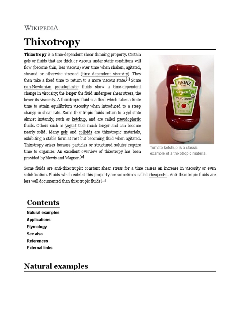 Thixotropy: Tomato Ketchup Is A Classic Example of A Thixotropic ...